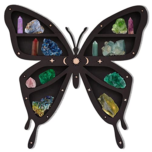 Crystal Holder for Stones Display Wall Hanging, Dark Phoenix Animal Collection Multipurpose Storage Rack, Bed Room Display for Crystals Stone, Essential Oil, Small Plant and Art, Gothic Witchy Decor (