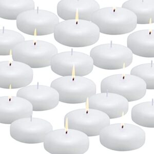 24 pack floating candles, 3” white unscented dripless wax burning candles, for cylinder vases, weddings, party and holiday 