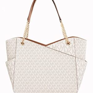 Michael Kors Jet Set Travel Large Chain Shoulder Tote (VANILLA Multi)