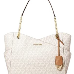 Michael Kors Jet Set Travel Large Chain Shoulder Tote (VANILLA Multi)