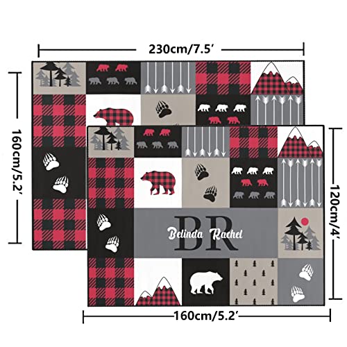 Buffalo Plaid Bears Mountains Personalized Polyester Fiber Non-Slip Home Decor Carpets£¬Custom Area Rug Carpet Floor Mat for Bedroom Living Room Home Playroom Size 5.2'x7.5'