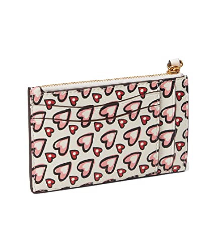 Kate Spade New York Morgan Valentines Heart Print Coin Card Case Wristlet Cream Multi One Size