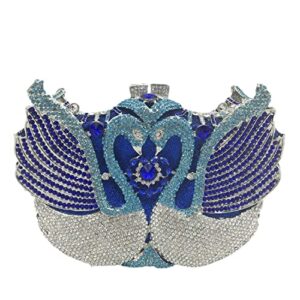 flo-motor women swan clutch crystal evening bags wedding party dinner ladies rhinestone minaudiere handbag