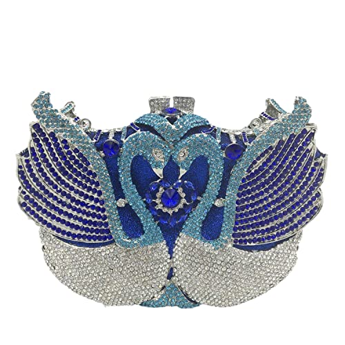 FLO-MOTOR Women Swan Clutch Crystal Evening Bags Wedding Party Dinner Ladies Rhinestone Minaudiere Handbag