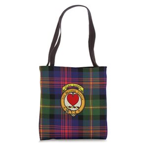 logan clan scottish crest and tartan tote bag