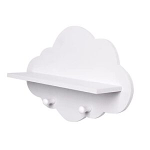 yapthes wood floating shelf, cloud shelves white cloud shape wood floating shelf coat hanger storage rack nursery accessories, nursery accessories