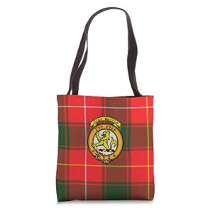 macfie clan scottish crest and tartan tote bag