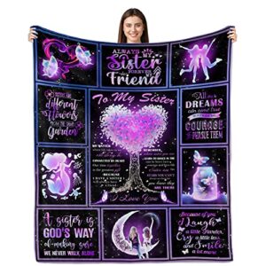 yufobel sister birthday gifts from sister, sister gifts, sister blanket 60″x50″, sister gifts from sister, birthday gifts for sister, gifts for sister throw blanket