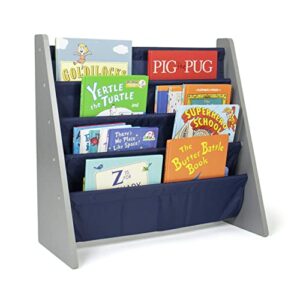 Humble Crew Toy Storage Organizer, Grey/Navy & Book Organizer Kids Bookshelf, Grey/Navy