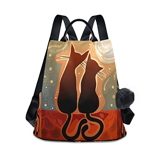 Mcyhzjd Backpack Purse, Lover Cats in The Moonlight Anti-theft Casual College School Ladies Fashion Shoulder Bag