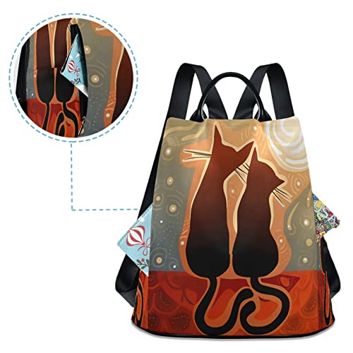 Mcyhzjd Backpack Purse, Lover Cats in The Moonlight Anti-theft Casual College School Ladies Fashion Shoulder Bag