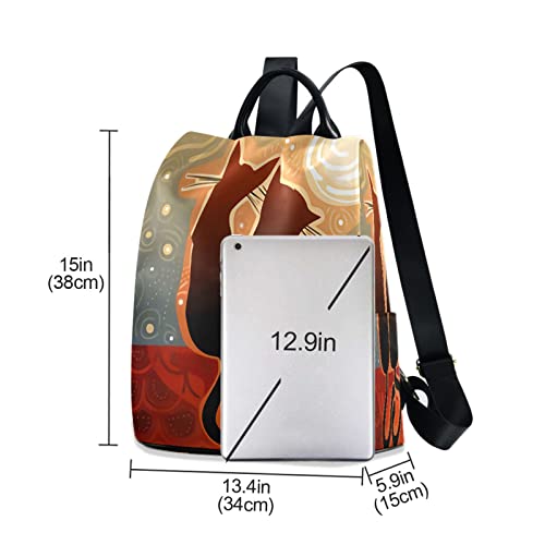 Mcyhzjd Backpack Purse, Lover Cats in The Moonlight Anti-theft Casual College School Ladies Fashion Shoulder Bag