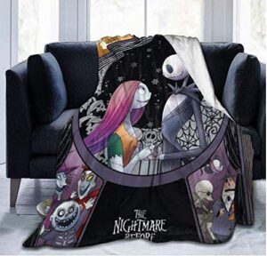 vankie nightmare before christmas ultra soft throw blanket 60″x80″ inch flannel fleece all season light weight living room/bedroom warm blanket