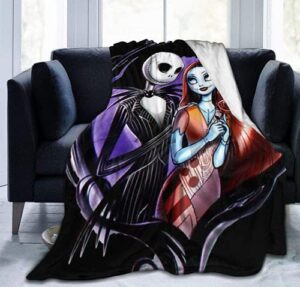 vankie nightmare before christmas ultra soft throw blanket 60″x80″ inch flannel fleece all season light weight living room/bedroom warm blanket