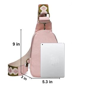 AONETIGER Small Sling Crossbody Backpack Shoulder Bag, Fashion Soft PU Leather Bag with Bohemian Adjustable Shoulder Strap for Women (Pink)