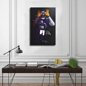 Sports Poster Justin Jefferson Canvas Poster Wall Art Decor Print Picture Paintings for Living Room Bedroom Decoration Unframe: 12x18inch(30x45cm)