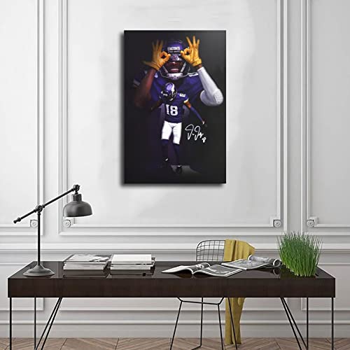 Sports Poster Justin Jefferson Canvas Poster Wall Art Decor Print Picture Paintings for Living Room Bedroom Decoration Unframe: 12x18inch(30x45cm)