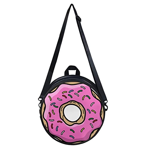 BIGCARJOB Personalized Crossbody Bags for Womens Girls Travel Purse Zipper Wallet,3D Novelty Doughnuts Mini Round Crossbody Shoulder Handbags Casual Sling Satchel Party Holiday Phone Bags