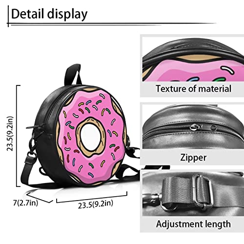 BIGCARJOB Personalized Crossbody Bags for Womens Girls Travel Purse Zipper Wallet,3D Novelty Doughnuts Mini Round Crossbody Shoulder Handbags Casual Sling Satchel Party Holiday Phone Bags