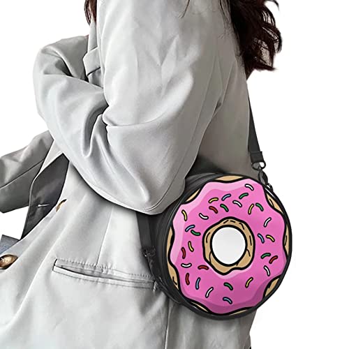 BIGCARJOB Personalized Crossbody Bags for Womens Girls Travel Purse Zipper Wallet,3D Novelty Doughnuts Mini Round Crossbody Shoulder Handbags Casual Sling Satchel Party Holiday Phone Bags