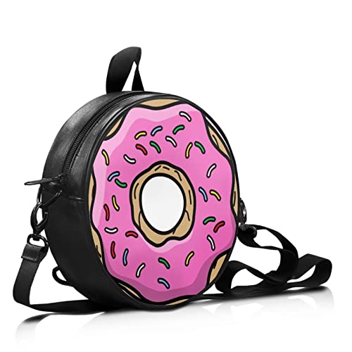 BIGCARJOB Personalized Crossbody Bags for Womens Girls Travel Purse Zipper Wallet,3D Novelty Doughnuts Mini Round Crossbody Shoulder Handbags Casual Sling Satchel Party Holiday Phone Bags