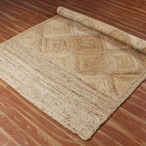 CASAVANI Living Room Jute Rug Indian Handmade Jute Rug Outdoor Doormats Woven Rug Kitchen Natural Jute Rugs for Farmhouse Bathroom Bedroom Doormat