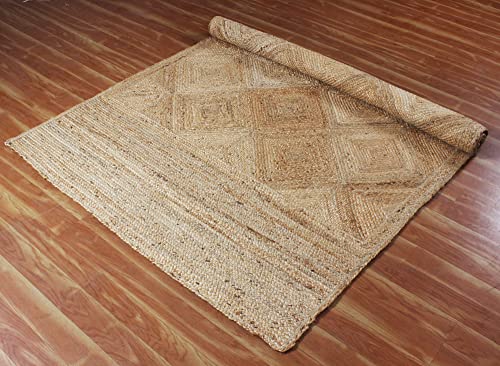 CASAVANI Living Room Jute Rug Indian Handmade Jute Rug Outdoor Doormats Woven Rug Kitchen Natural Jute Rugs for Farmhouse Bathroom Bedroom Doormat