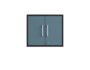 manhattan comfort eiffel floating garage storage with lock and key, space saver wall cabinet, blue