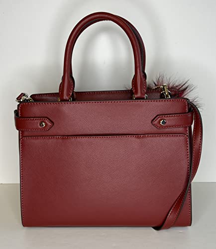 Kate Spade New York Staci MD Satchel bundled with matching Slim Bifold Wallet and Fur Pom (Red Currant)