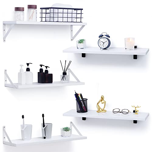 Fun Memories 24" Long Floating Shelves Set of 5, Bathroom Shelves Large Capacity, Bookshelf for Bedroom, Living Room