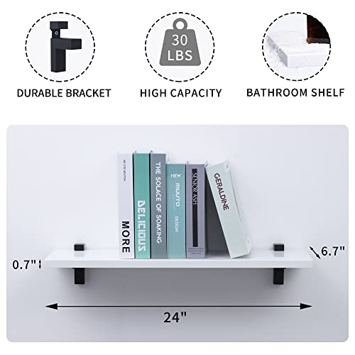 Fun Memories 24" Long Floating Shelves Set of 5, Bathroom Shelves Large Capacity, Bookshelf for Bedroom, Living Room