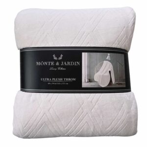 monte & jardin luxury collection ultra plush, cozy, & soft throw, heavy weight for extra warmth 60 x 70in {white}