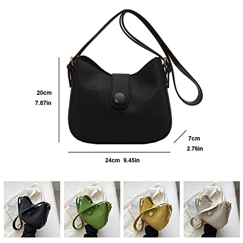 Crossbody Bags for Women Girl, Large Tote Bags Fashion Shoulder Hobo Bag, Leather Crossbody Bucket Purse Cell Phone Handbags (Black)