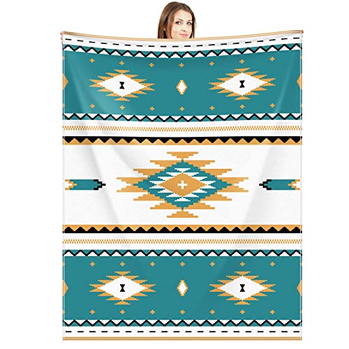 Aztec Throw Blanket Gift 60 x 50 Inches Flannel Bohemian Gift Warm Navajo Blanket Tribal Blanket Western Cover for Camping Bedding Outdoor Couch Sofa Office