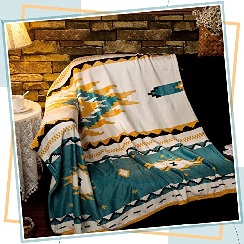 Aztec Throw Blanket Gift 60 x 50 Inches Flannel Bohemian Gift Warm Navajo Blanket Tribal Blanket Western Cover for Camping Bedding Outdoor Couch Sofa Office