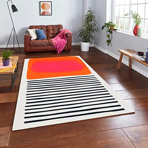 Orange Black Beige Minimalist Modern Abstract Area Rug for Living Room Bedroom Dining Room Wool Shaggy Soft Plush Throw Carpet No-Slip Indoor Kitchen Laundry Runner Rug 2x6