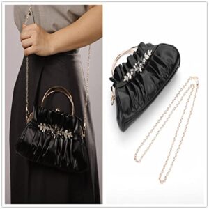 Sither Small Color Handbag Purses for Women Leather Handbag Purses with Crystal Clutch Purses Shoulder Chain Bags for Daily Party Prom Christmas Gift (black)