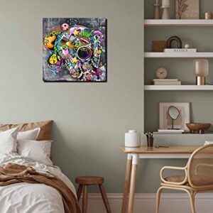 Kepgonegu Canvas Wall Art Modern Wall Decor Abstract Wall Art for Bedroom Banksy Graffiti Wall Art Ready to Hang Size 13.5" W x 13.5" H