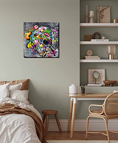 Kepgonegu Canvas Wall Art Modern Wall Decor Abstract Wall Art for Bedroom Banksy Graffiti Wall Art Ready to Hang Size 13.5" W x 13.5" H