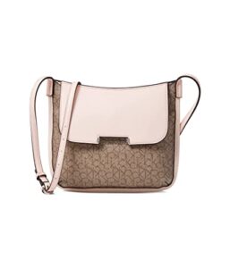 calvin klein danica crossbody mini textured almond/taupe/crystal pink one size