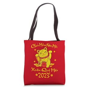 chuc mung nam moi 2023 vietnamese lunar new year lucky cat tote bag