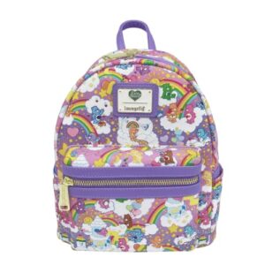 loungefly exclusive care bears rainbow all over print double strap shoulder bag