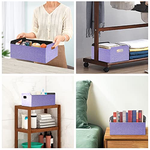 Kigai Collapsible Felt Storage Bins Purple Sequins Rectangle with Handle Storage Bins Baskets Toys Storage Basket for Organizing Closet Clothes Office Books Home Decor