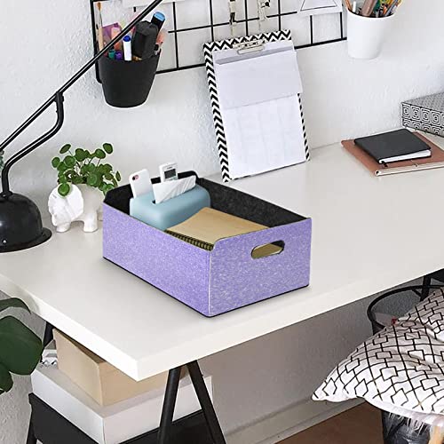 Kigai Collapsible Felt Storage Bins Purple Sequins Rectangle with Handle Storage Bins Baskets Toys Storage Basket for Organizing Closet Clothes Office Books Home Decor