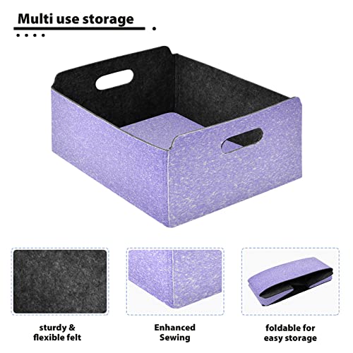 Kigai Collapsible Felt Storage Bins Purple Sequins Rectangle with Handle Storage Bins Baskets Toys Storage Basket for Organizing Closet Clothes Office Books Home Decor