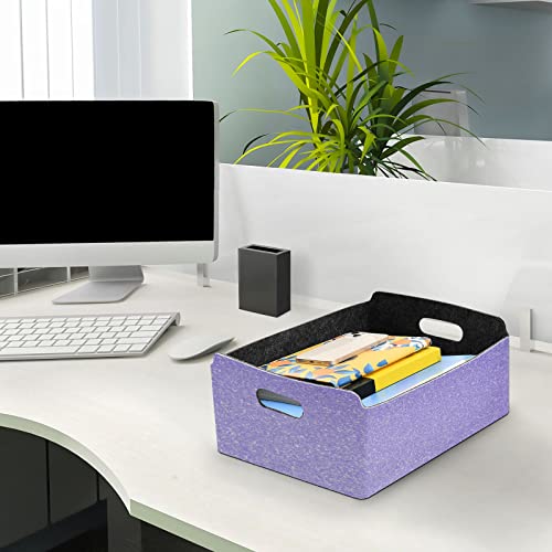 Kigai Collapsible Felt Storage Bins Purple Sequins Rectangle with Handle Storage Bins Baskets Toys Storage Basket for Organizing Closet Clothes Office Books Home Decor