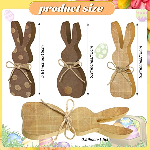 3 Pieces Easter Decorations for the Home Wooden Bunny Decor Sign Farmhouse Rabbit Tiered Tray Decor Easter Rabbit Table Decorations for Easter Party Desk Office Farmhouse Home, 5.91 Inch