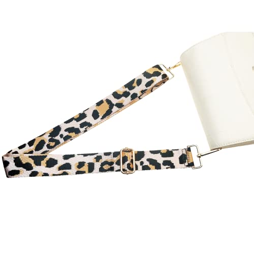 DEEPMEOW Wide Purse Straps Replacement Crossbody, Adjustable Retro Jacquard Guitar Strap, Multi-pattern Shoulder Bag Straps with Gold Hardware for Handbag (B-leopard strap)