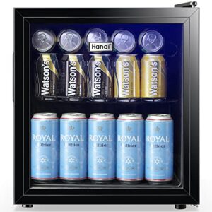 wanai mini fridge cooler 60cans beverage refrigerator glass door beverage cooler for beers wine juicer cooler adjustable shelves led lights for home, office or bar