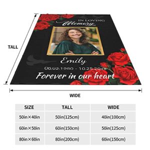 KBBMFEU Custom Memorial Blanket Personalized Photo Blanket in Memory of Loved One Gifts Memorial Gifts for Loss of Son Daughter Grandma Grandfather Dad Mom